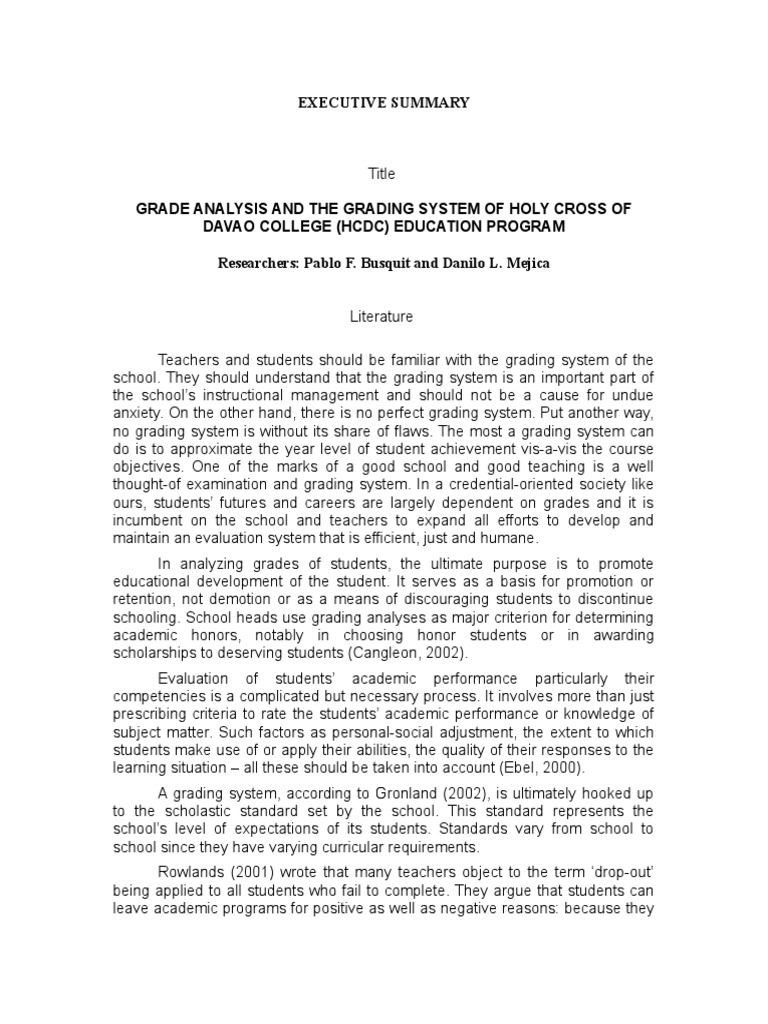 EXECUTIVE SUMMARY For Research Forum | PDF | Academic Term | College