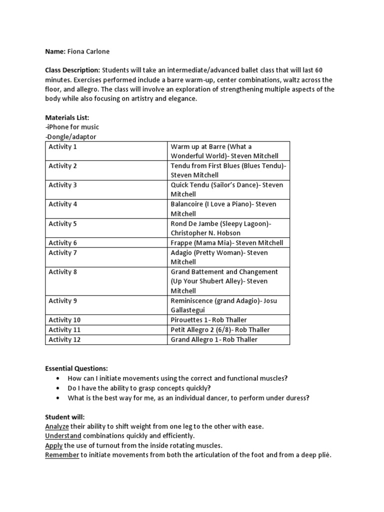 Ballet Class | Download Free PDF | Ballet | Human Anatomy