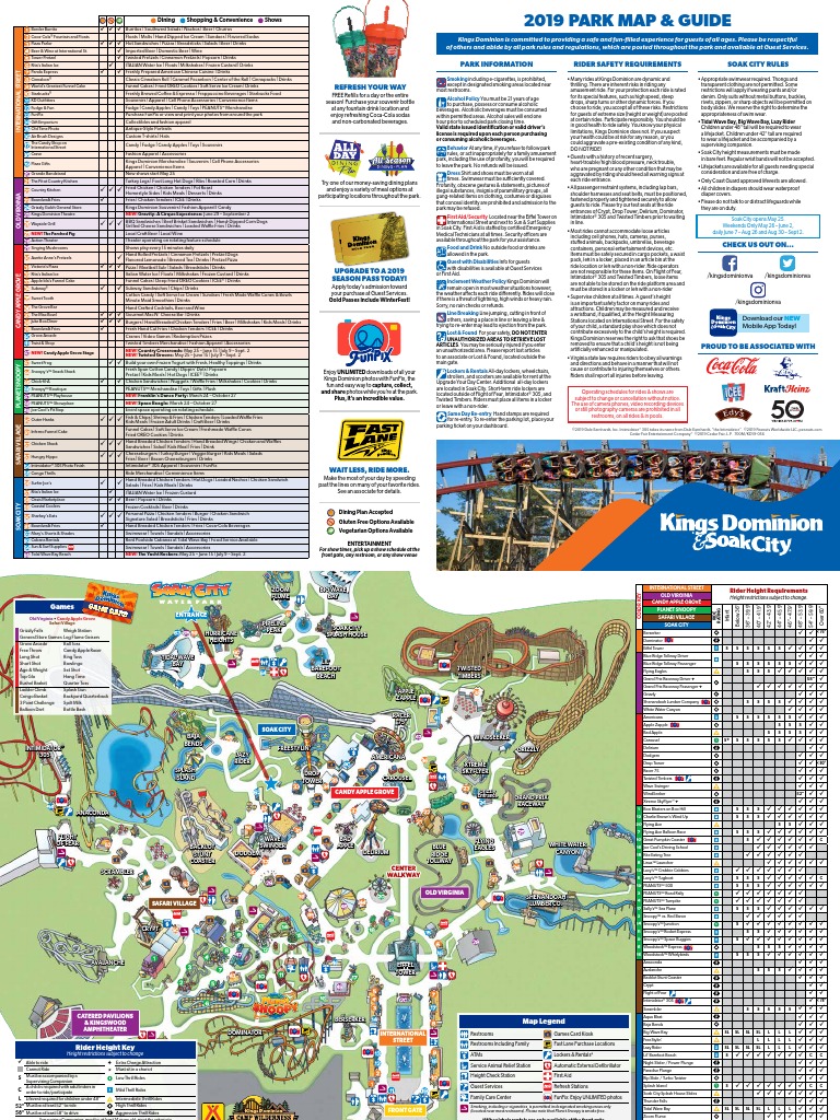 KD 2019 Kings Dominion Map | PDF | Drink | Milkshake