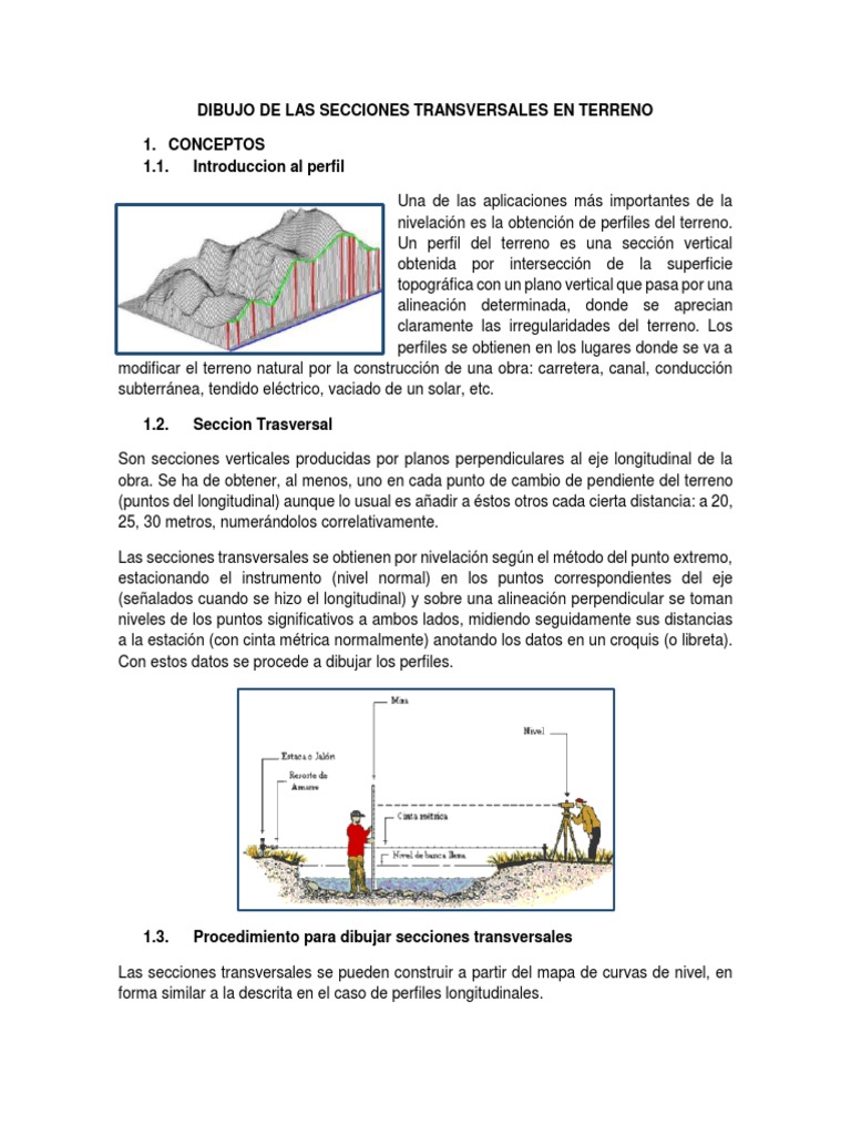 Secciones Transversales en Topografía | PDF | Volumen | Curva