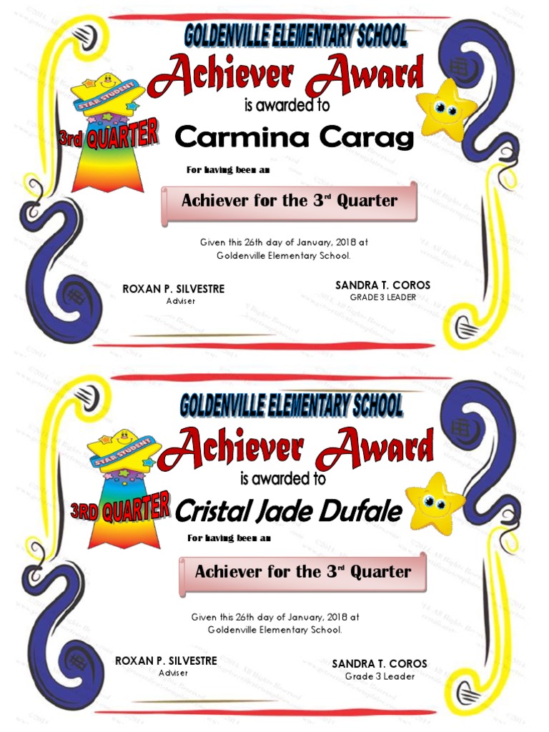 Quarterly Certificate Certificate | PDF