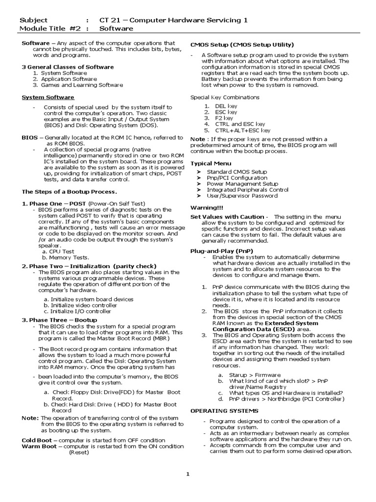 CT 21 – Understanding Computer Hardware and Software | PDF | Bios | Booting