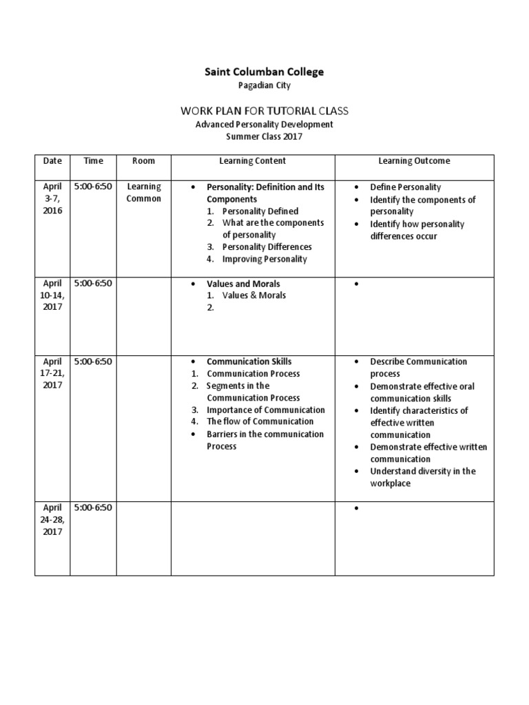Saint Columban College Advanced Personality Development Summer Class ...