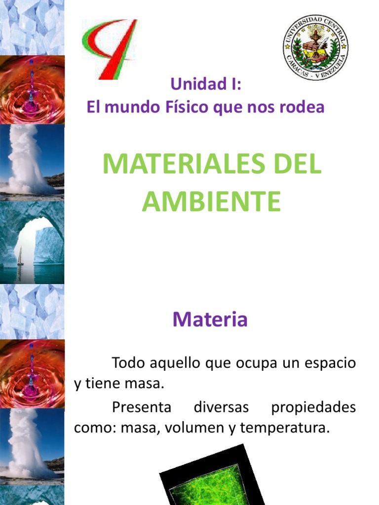 Unidad I: El mundo Físico que nos rodea: Materiales Del Ambiente ...