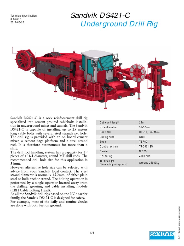Manual Sandvik Ds 421-c | PDF | Drilling Rig | Brake