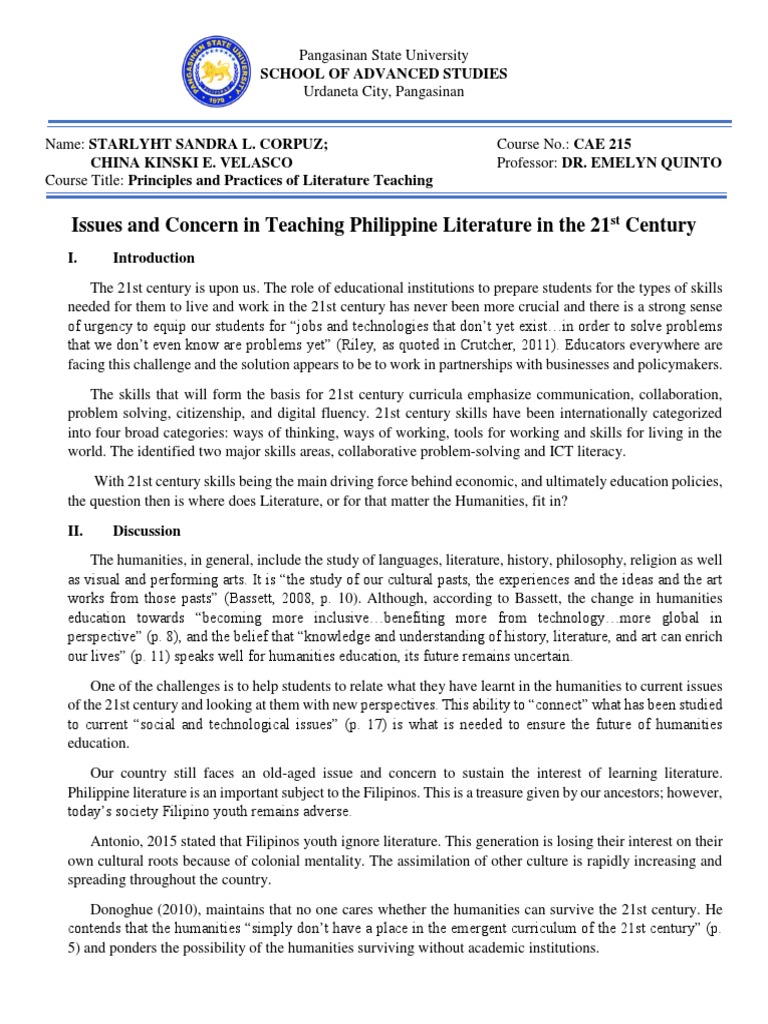 Challenges in Teaching Philippine Literature | PDF | Humanities | Teachers
