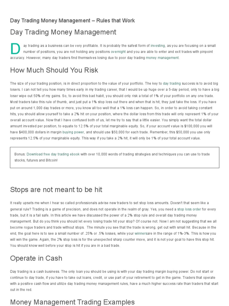 Day Trading Money Management | PDF | Day Trading | Market Trend