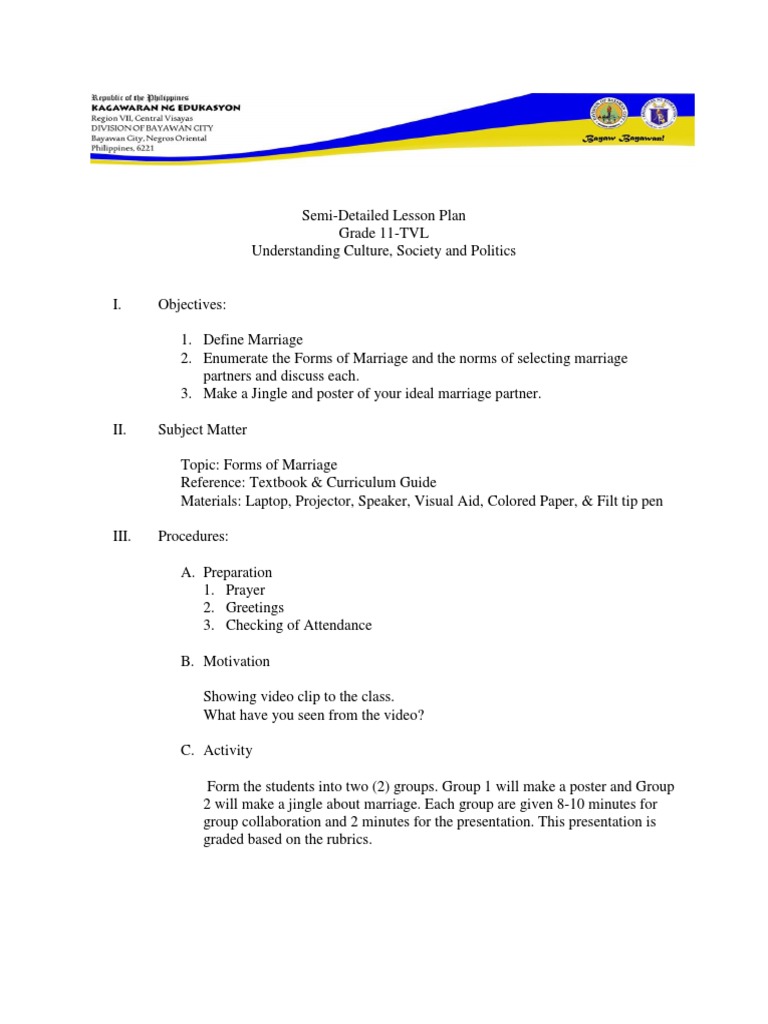 Lesson Plan - Cot 3 | PDF | Rubric (Academic) | Communication