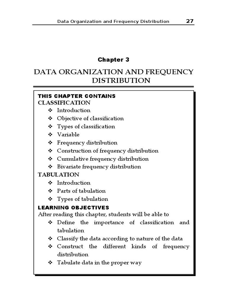 Chapter 2.1 Classification and Tabulation | PDF | Level Of Measurement | Probability Distribution