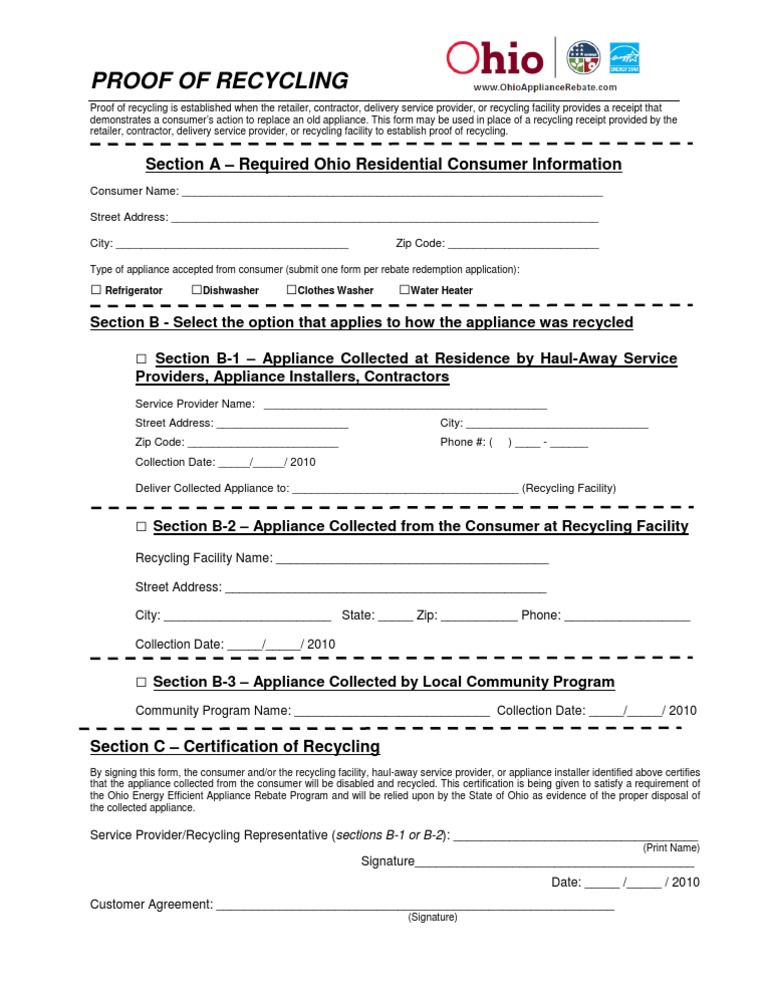 Proofof Recycling Templatev 2 CP | PDF | Home Appliance | Rebate ...