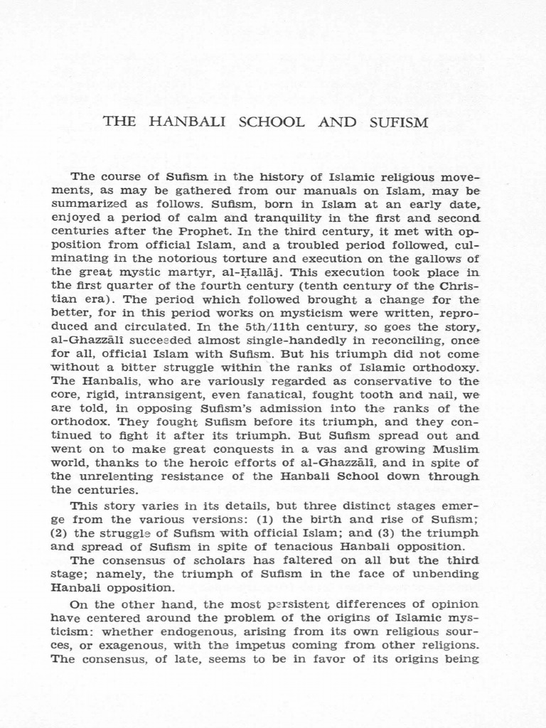 The Hanbali School and Sufism - Dr. George Makdisi | PDF | Sufism ...