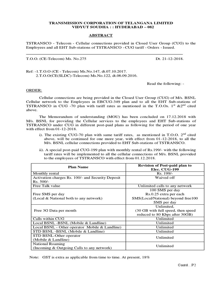 Plan Cug 199 | PDF | Mobile Technology | Information And Communications ...