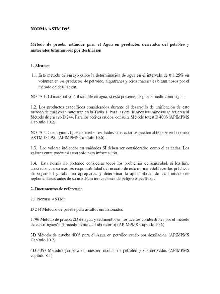Astm D95 | PDF | Petróleo | Destilación