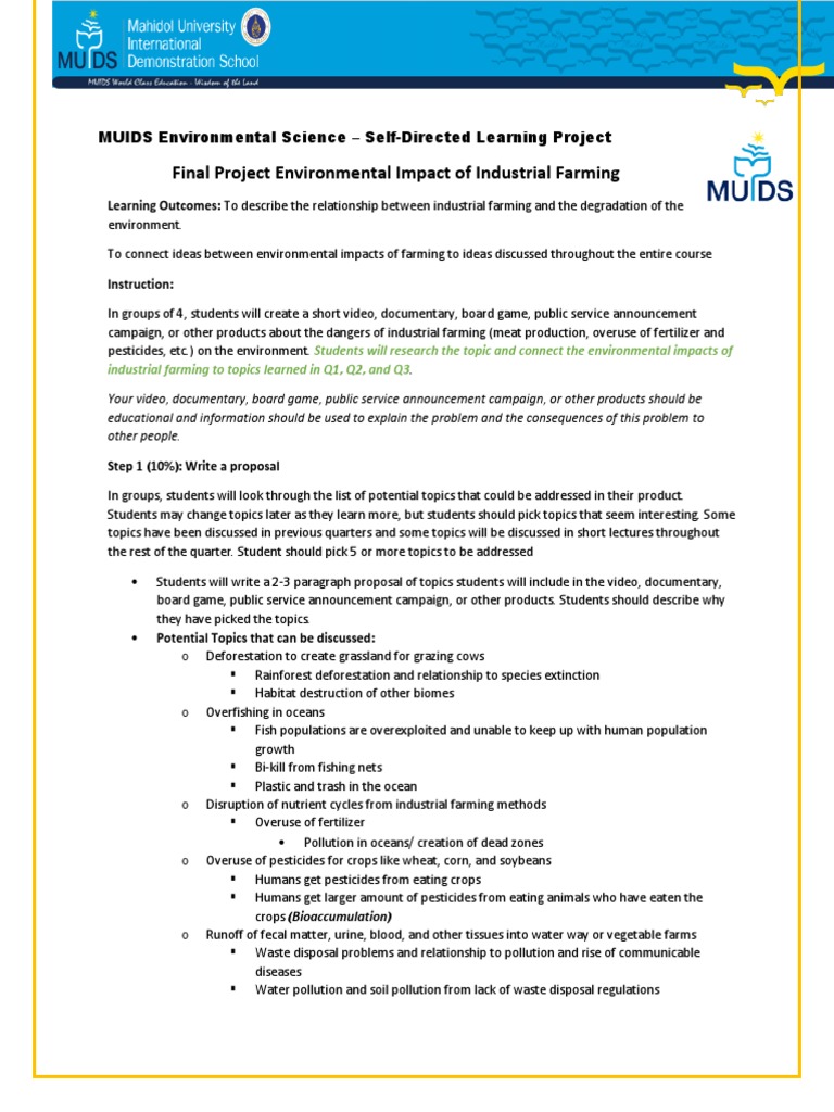 Final Project Impacts of Farming On Environment 2018-2019 | PDF ...