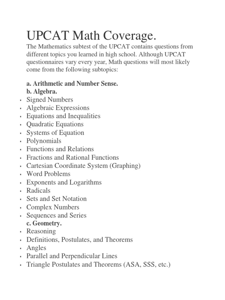 UPCAT Math Coverage | Trigonometry | Physics & Mathematics