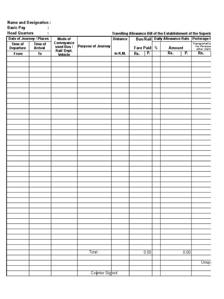 TA Bill Claim Form | PDF | Services (Economics) | Transport