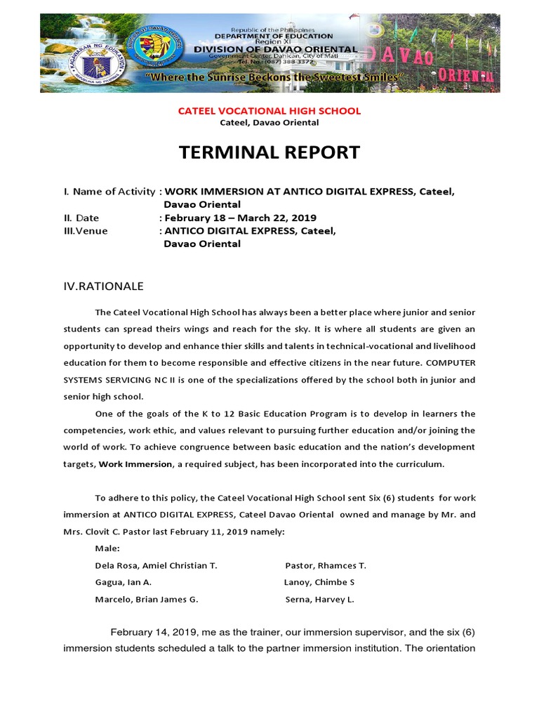 Work Immersion Report at Antico Digital | PDF | Psychological Concepts ...