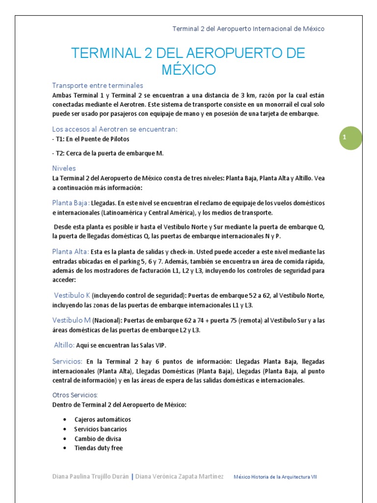 Mapa y Servicios de Terminal 2 CDMX | PDF | Aeropuerto | Servicios ...