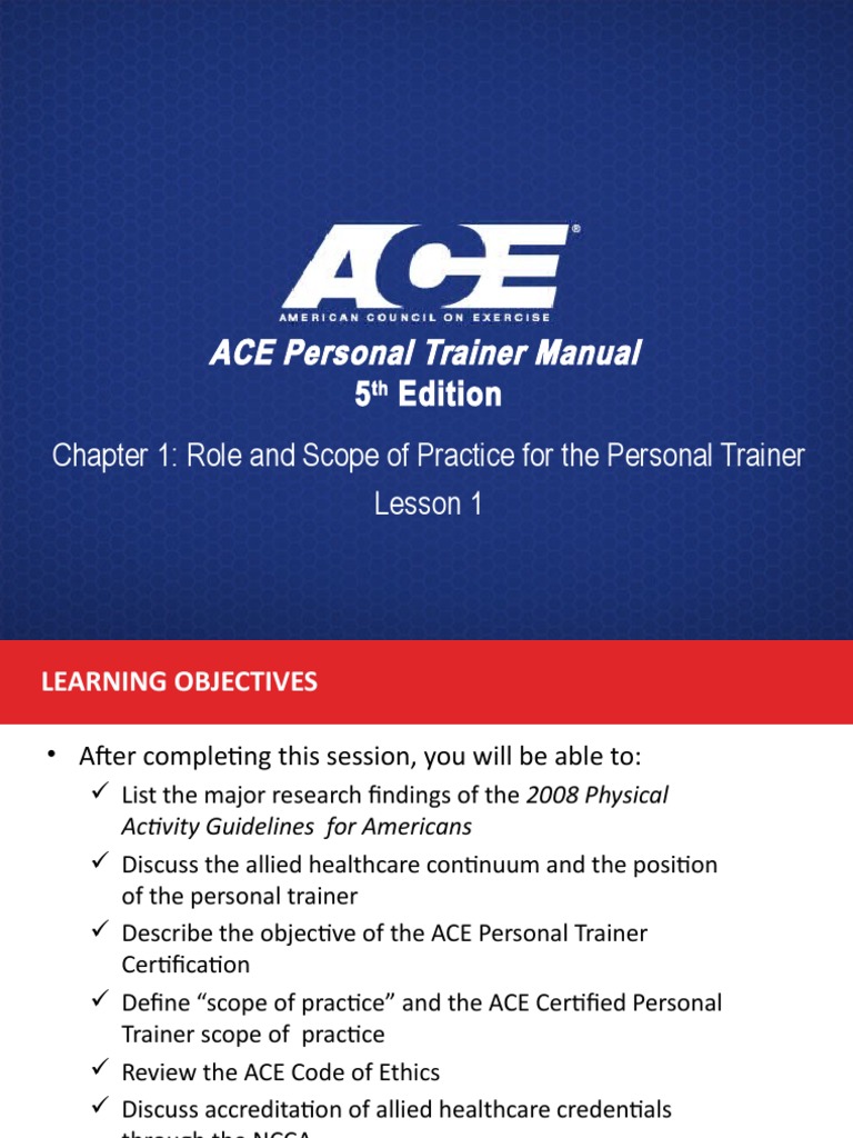 ACE Personal Trainer Manual: 5 Edition | PDF | Personal Trainer ...