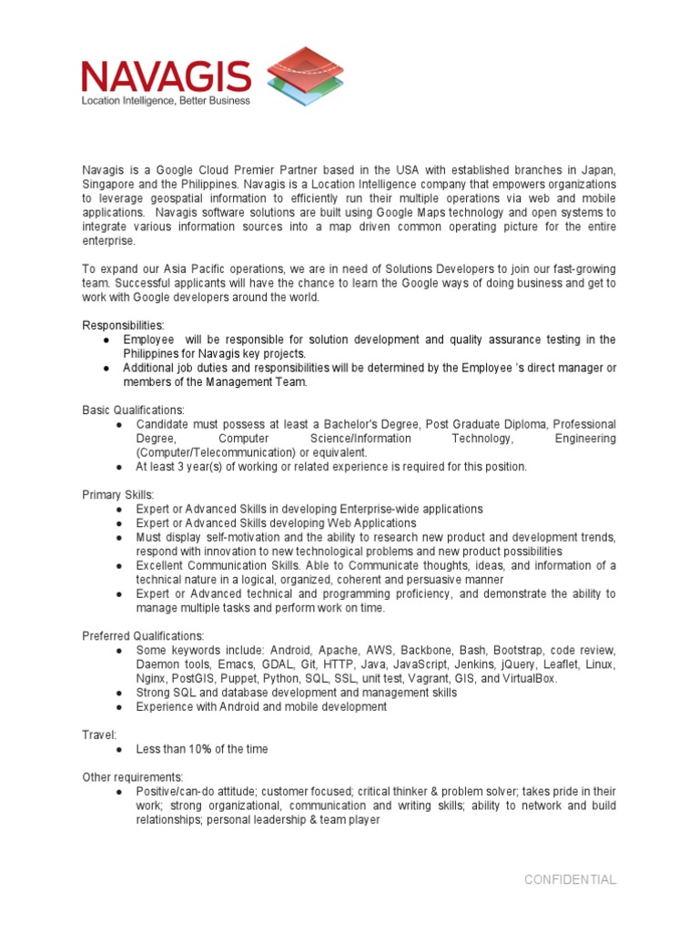 NAVAGIS - Solutions Developer JD PDF | PDF | Expert | Android ... NAVAGIS - Solutions Developer JD PDF | PDF | Expert | Android ...
