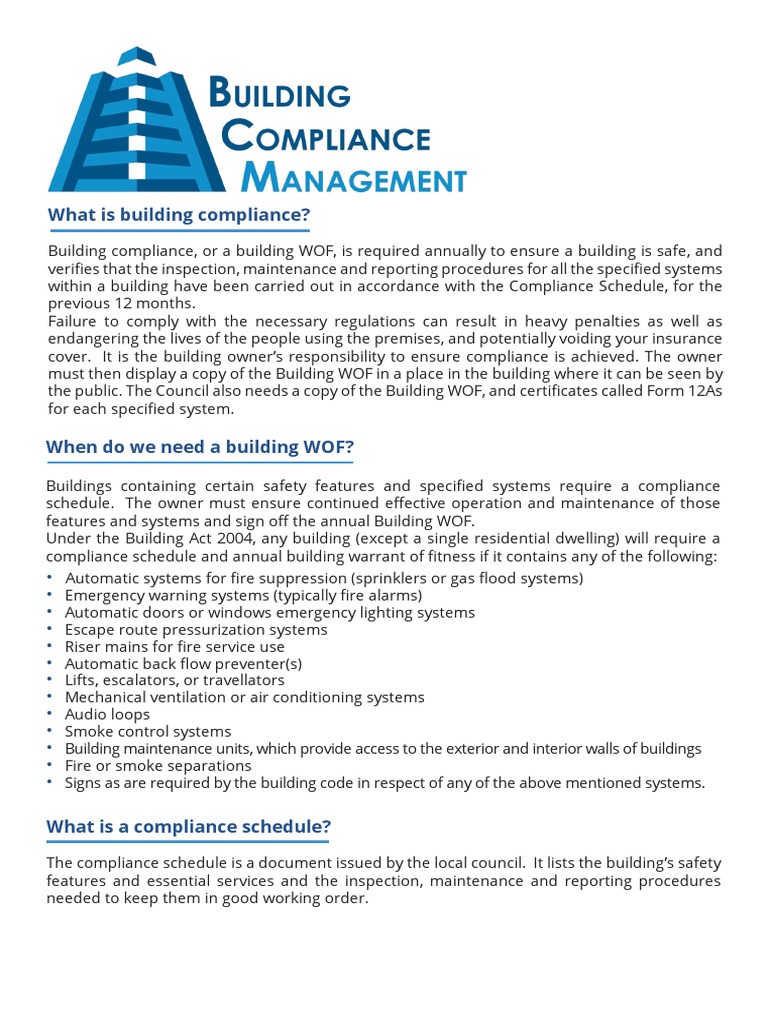 Building WOF Compliance Overview | PDF