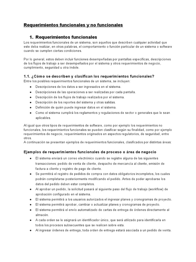 Requerimientos Funcionales y No Funcionales | PDF | Usabilidad ...
