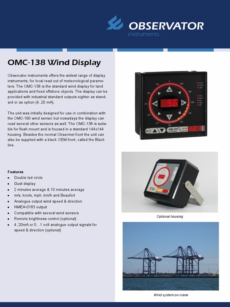 OMC-138 Wind Display: Features | PDF | Wound | Wind Speed