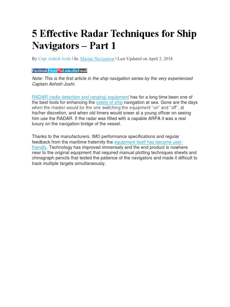 5 Effective Radar 1 Techniques For Ship Navigators PART.1 | PDF | Radar ...