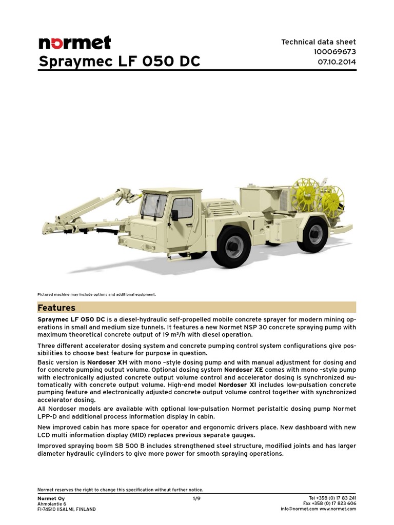 Spraymec LF 050 DC 100069673 | PDF | Truck | Pump