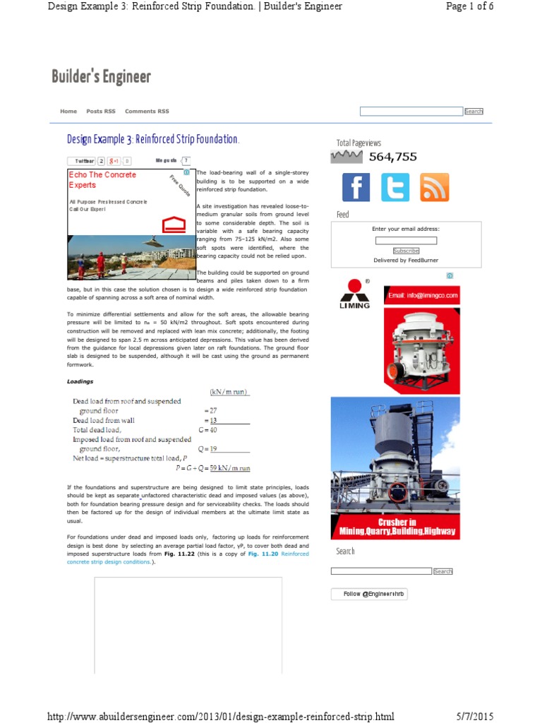 Reinforced Strip Foundation Design Example | PDF | Foundation ...