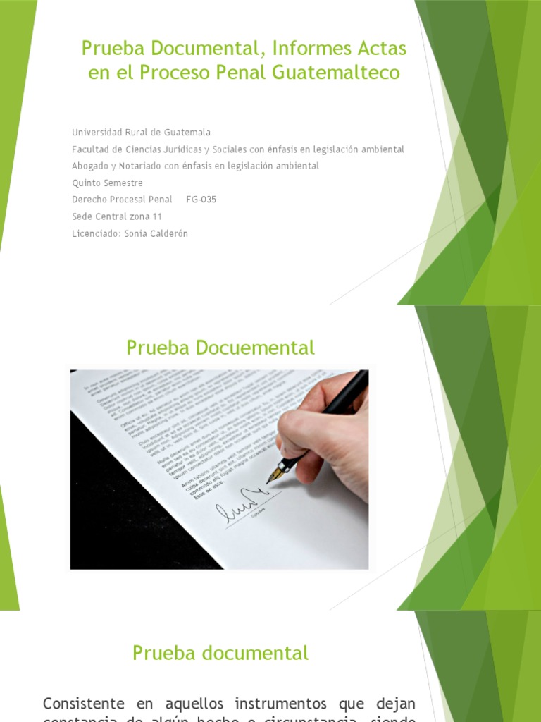 Pruebas Documentales DIAPOSITIVAS. | PDF | Procedimiento Criminal | Derecho penal
