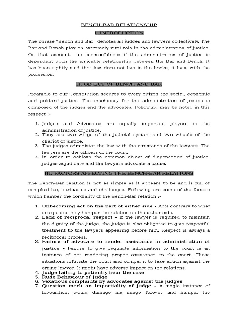 Bench-Bar Relation | PDF | Judge | Advocate