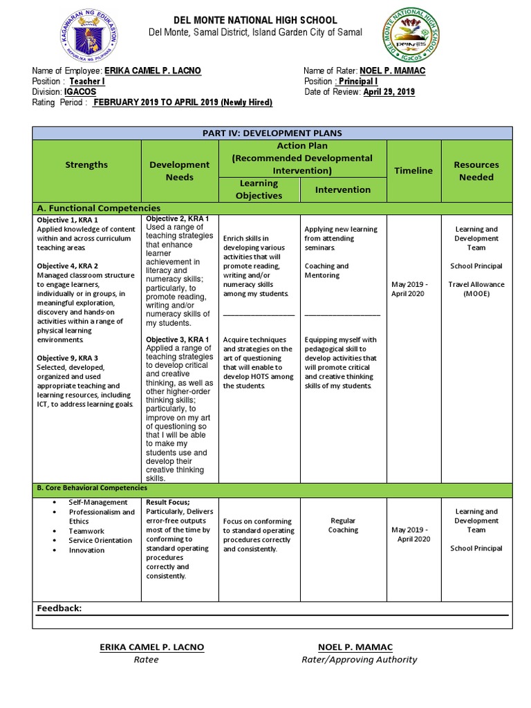 Del Monte National High School Teacher Development Plan | PDF ...