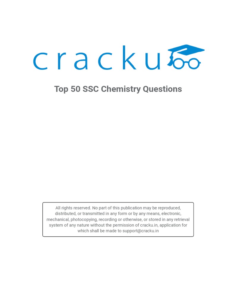 Top 50 SSC Chemistry Questions | PDF | Magnesium | Carbon