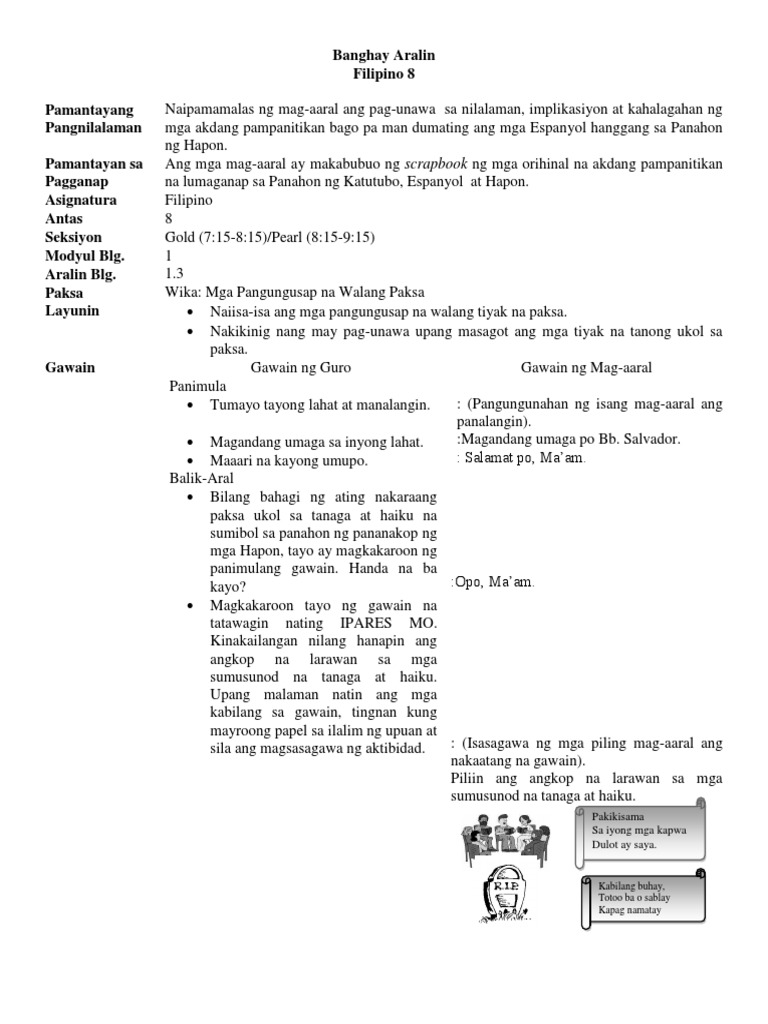Detailed Lesson Plan-Filipino 8 | PDF