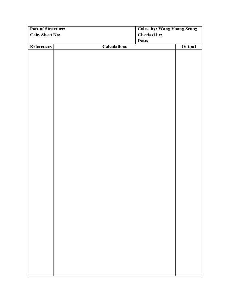Calculation Sheet | PDF