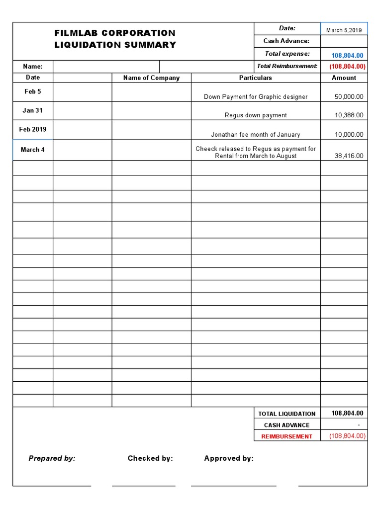Liquidation Form | PDF