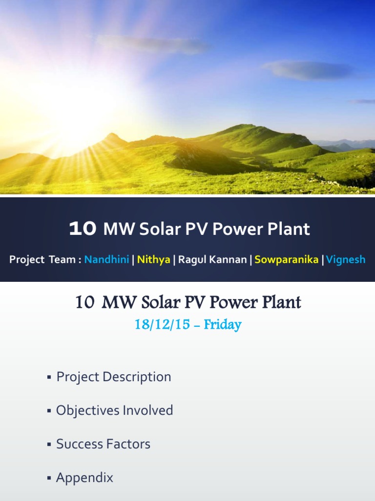 Projectproposalon 10 Mwsolarpvpowerplant | PDF | Solar Panel ...