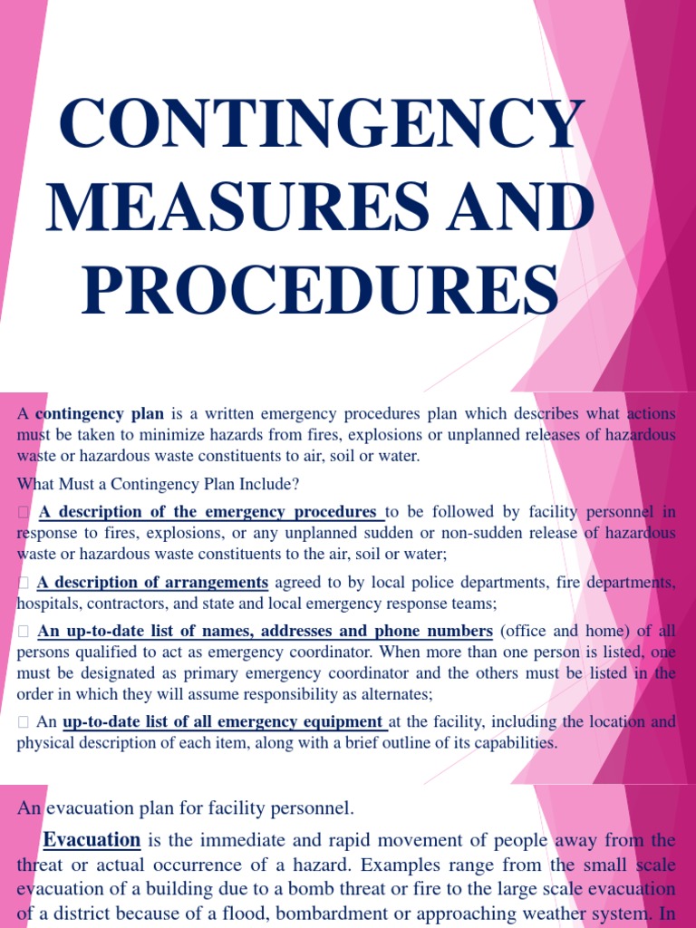 Contingency Measures and Procedures | PDF | Emergency Evacuation ...