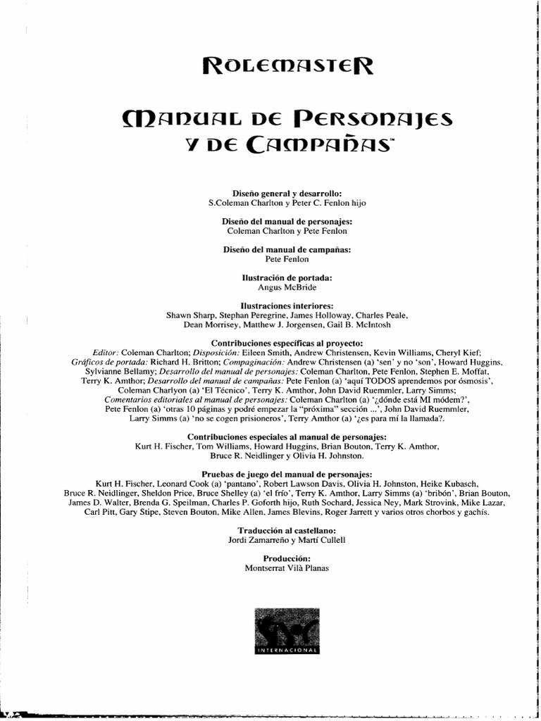 Rolemaster - Manual de Personajes y Campañas | PDF
