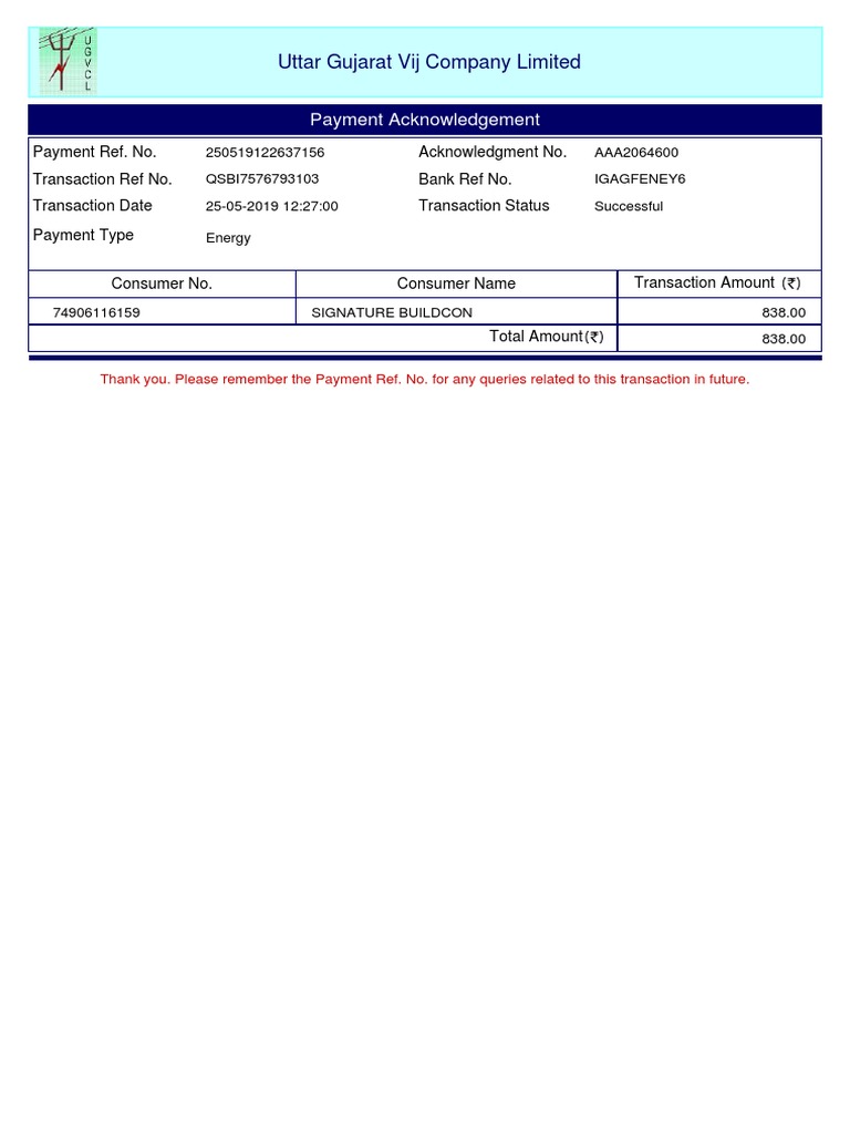 Payment Acknowledgement Receipt | PDF | Business | Finance & Money ...