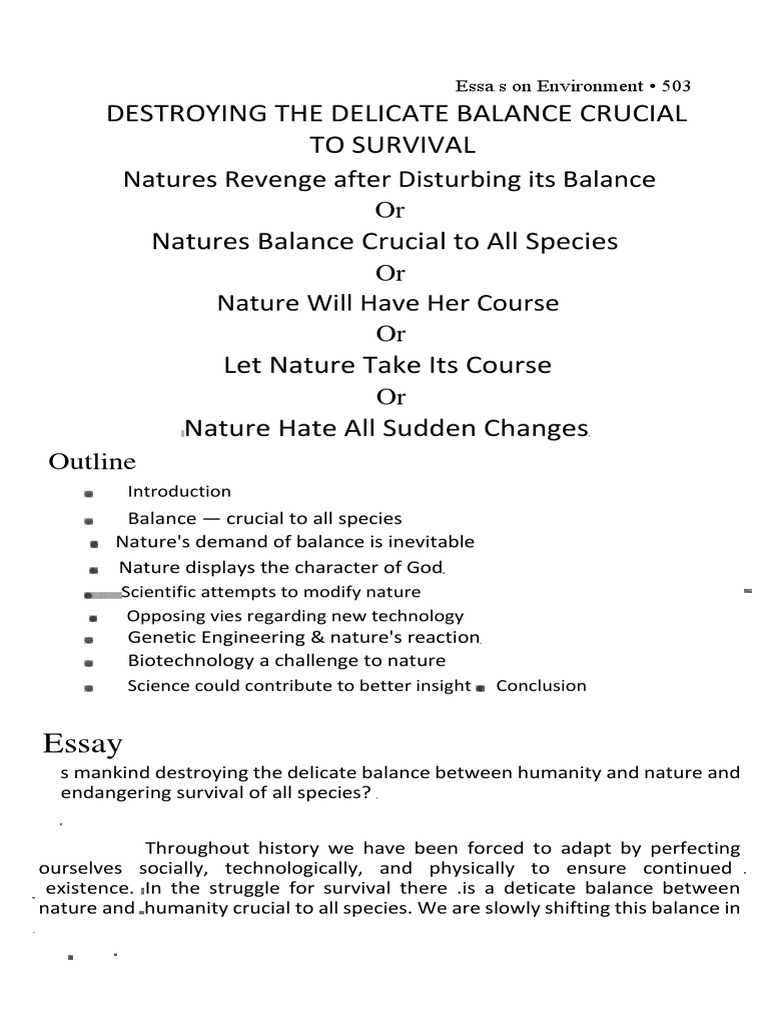 Destroying The Delicate Balance Crucial To Survival: Natures Revenge ...