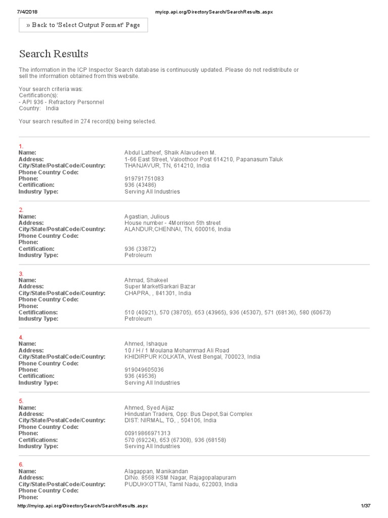 API 936 - India | PDF