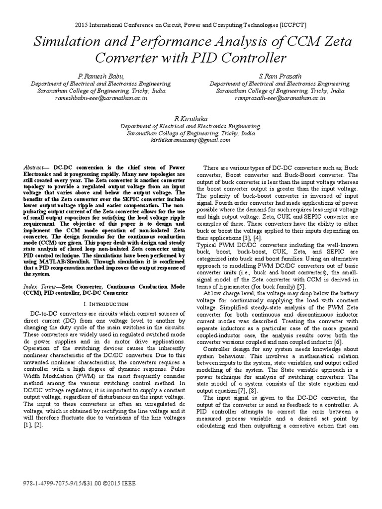 Zeta Converter Pid | PDF | Control Theory | Direct Current