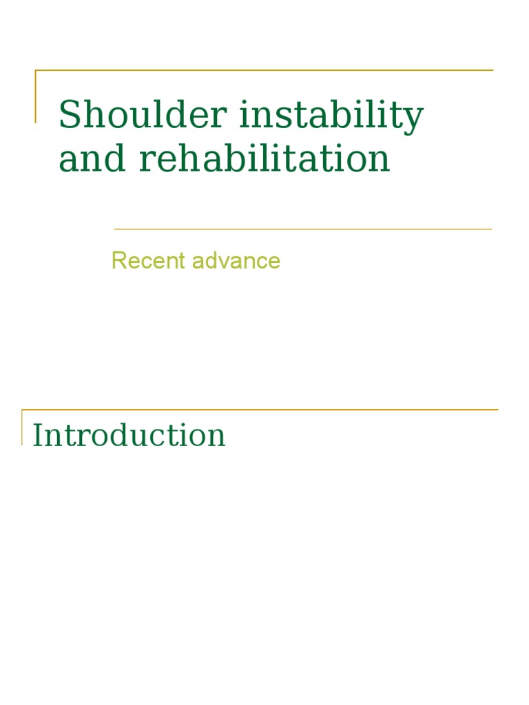 Shoulder Instability and Rehabilitation: Recent Advance | PDF ...