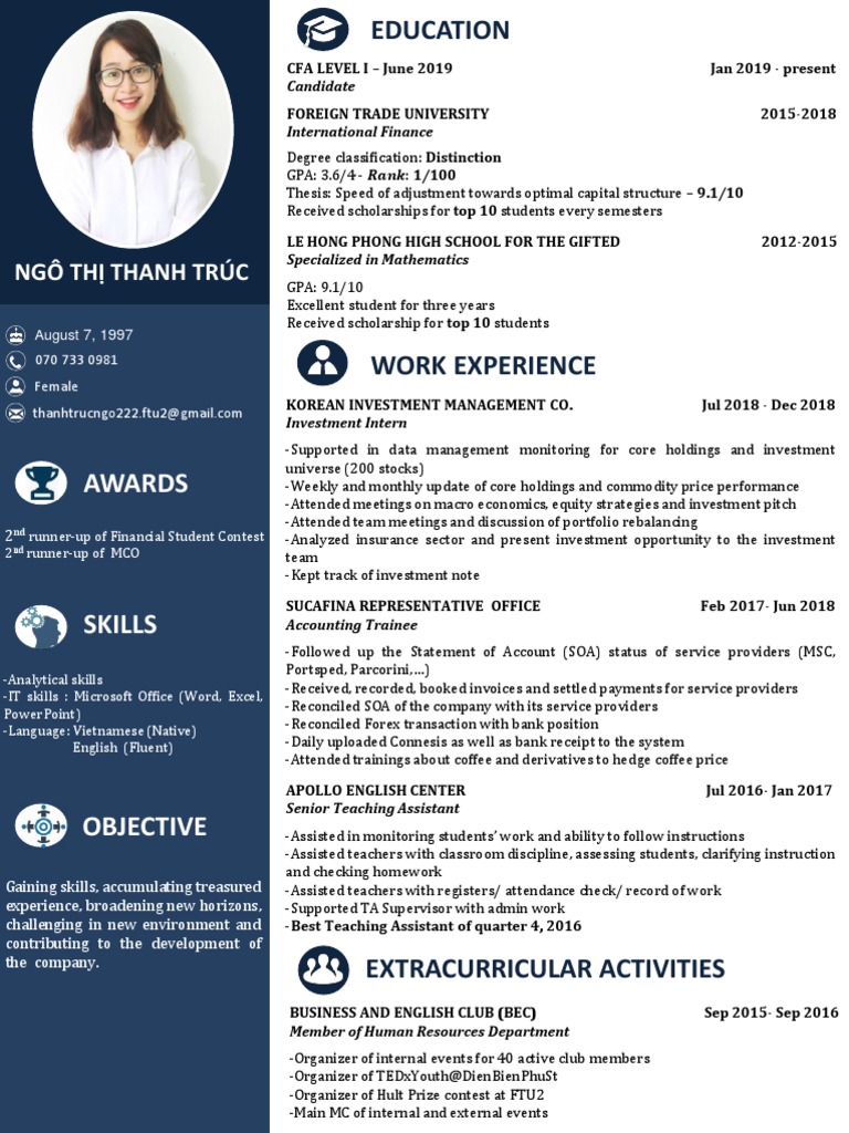 (CV) (Ngo Thi Thanh Truc) PDF | PDF | Economies | Financial Economics