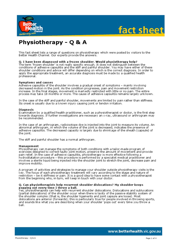 Physiotherapy Questions and Answers | PDF | Shoulder | Physical Therapy