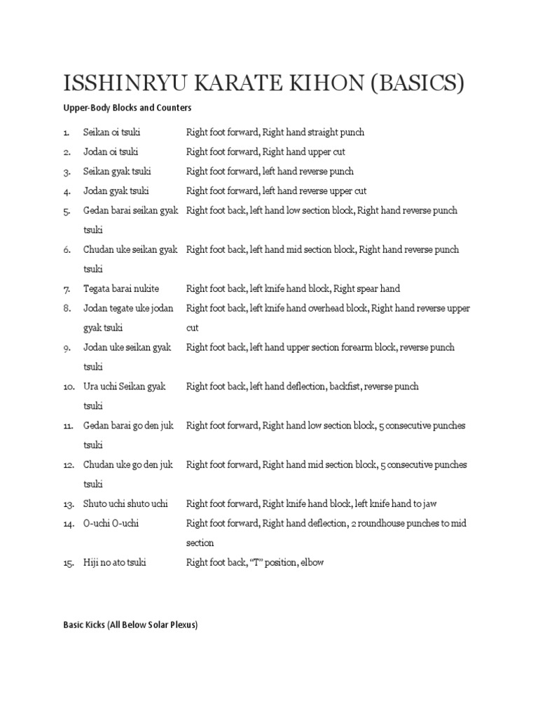 Kata, Basics, Stance, Terminology | PDF | Karate | Combat Sports