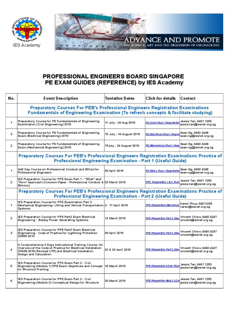 Professional Engineers Board Singapore Pe Exam Guides (Reference) by Ies Academy | PDF ...