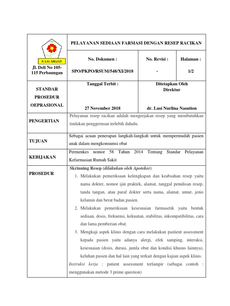 Prosedur Resep Racikan Farmasi | PDF | Kesehatan Holistik